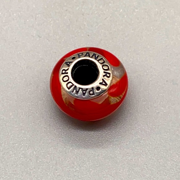 Pandora | Jewelry | Pandora Red Swirl Murano Glass Bead In Sterling ...